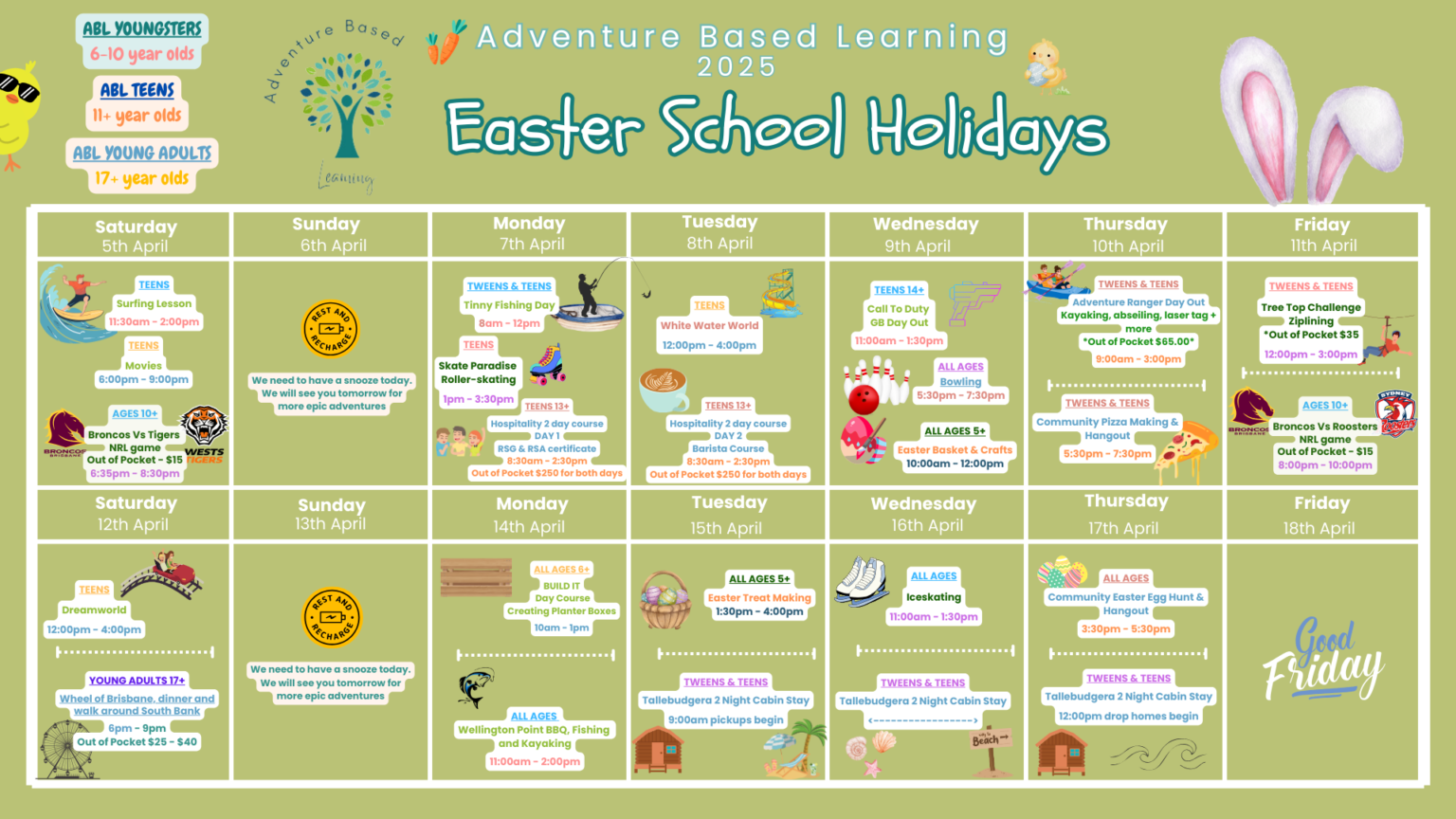Monthly Calendar – Adventure Based Learning